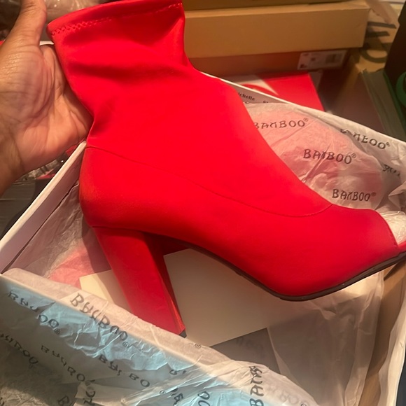 BAMBOO | Shoes | Red Peeptoe Booties Never Worn | Poshmark